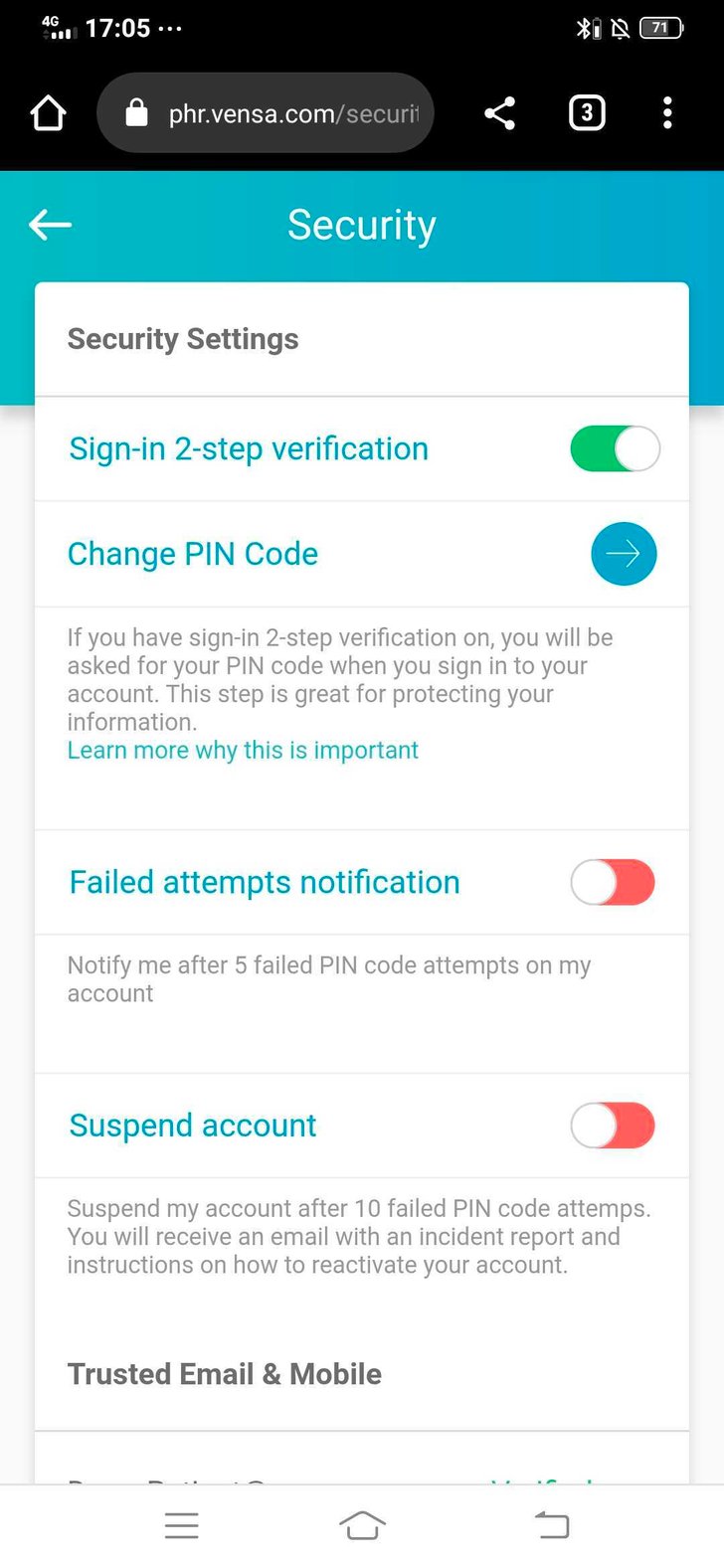 Portal Security and Privacy Settings