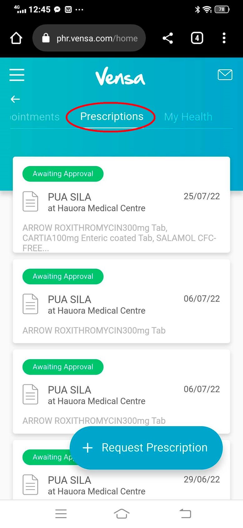 Request a Repeat Prescription Online