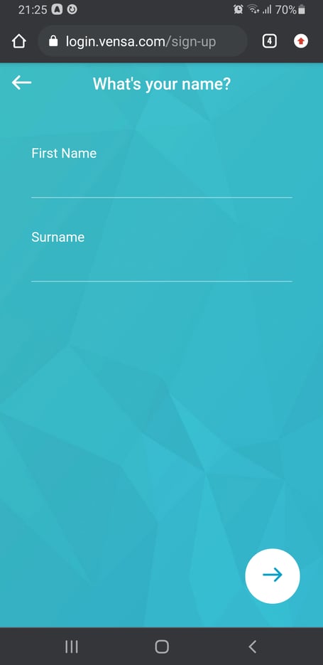 Initial Patient Sign-Up to Vensa Portal