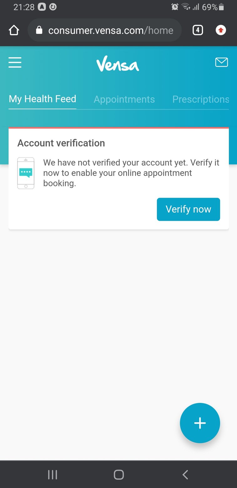 Initial Patient Sign-Up to Vensa Portal