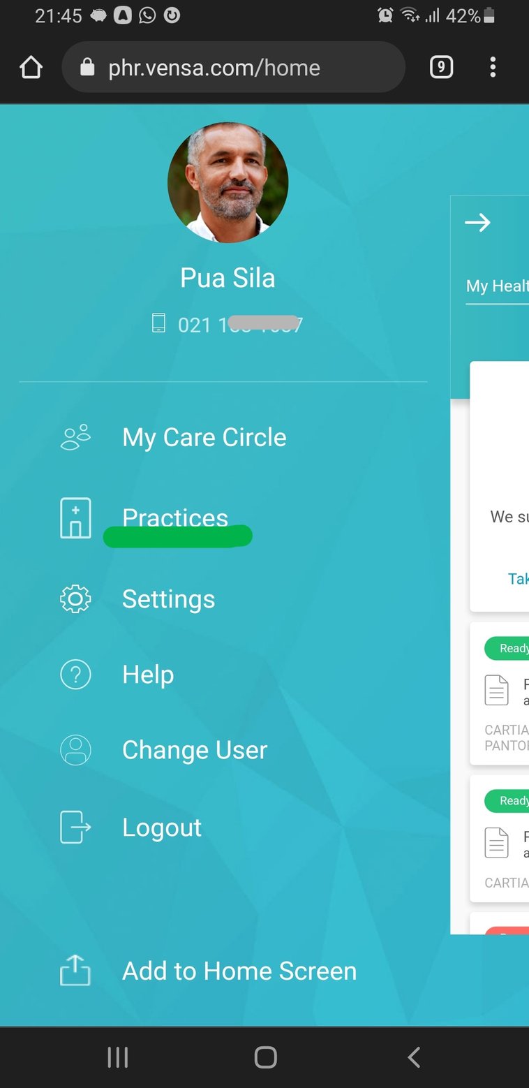 Initial Patient Sign-Up to Vensa Portal