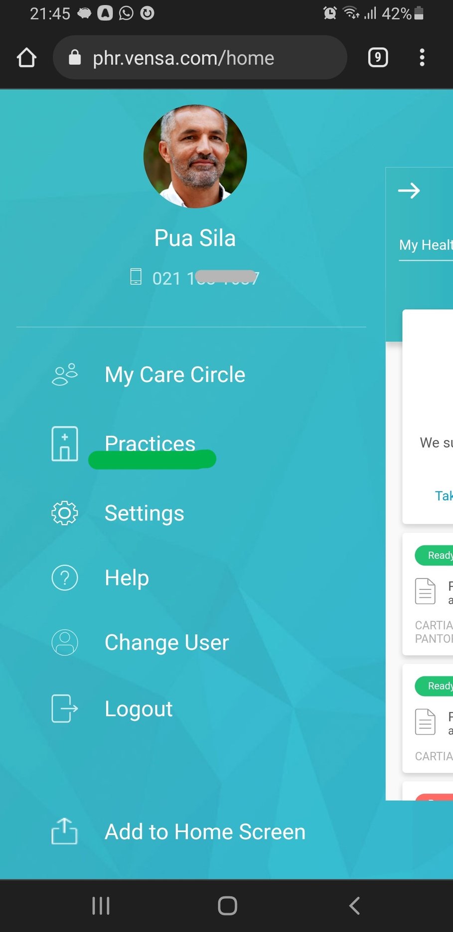 Initial Patient Sign-Up to Vensa Portal