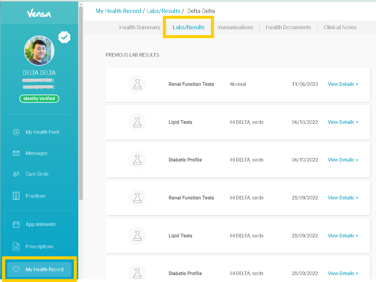 Laboratory & Blood Results